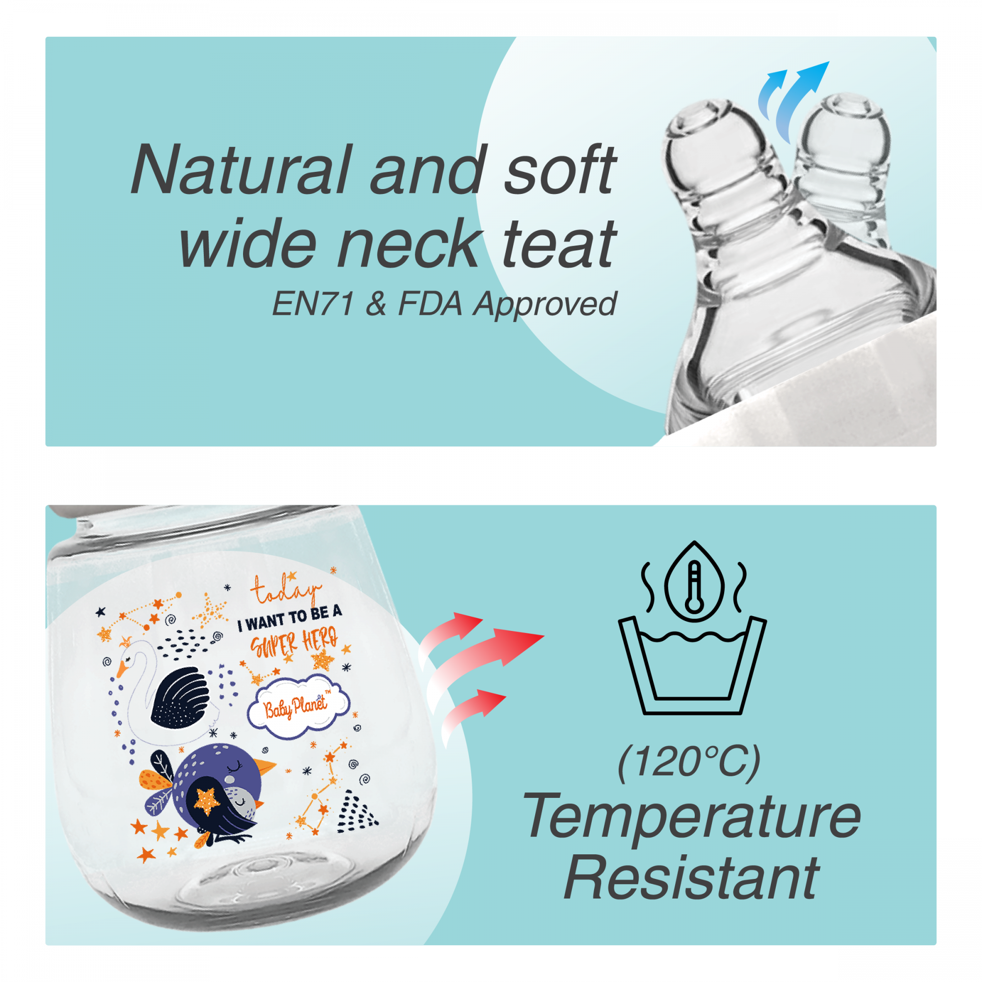 Baby Planet Premium PP Feeding Bottle- 8oz/240ml (TwinPack)