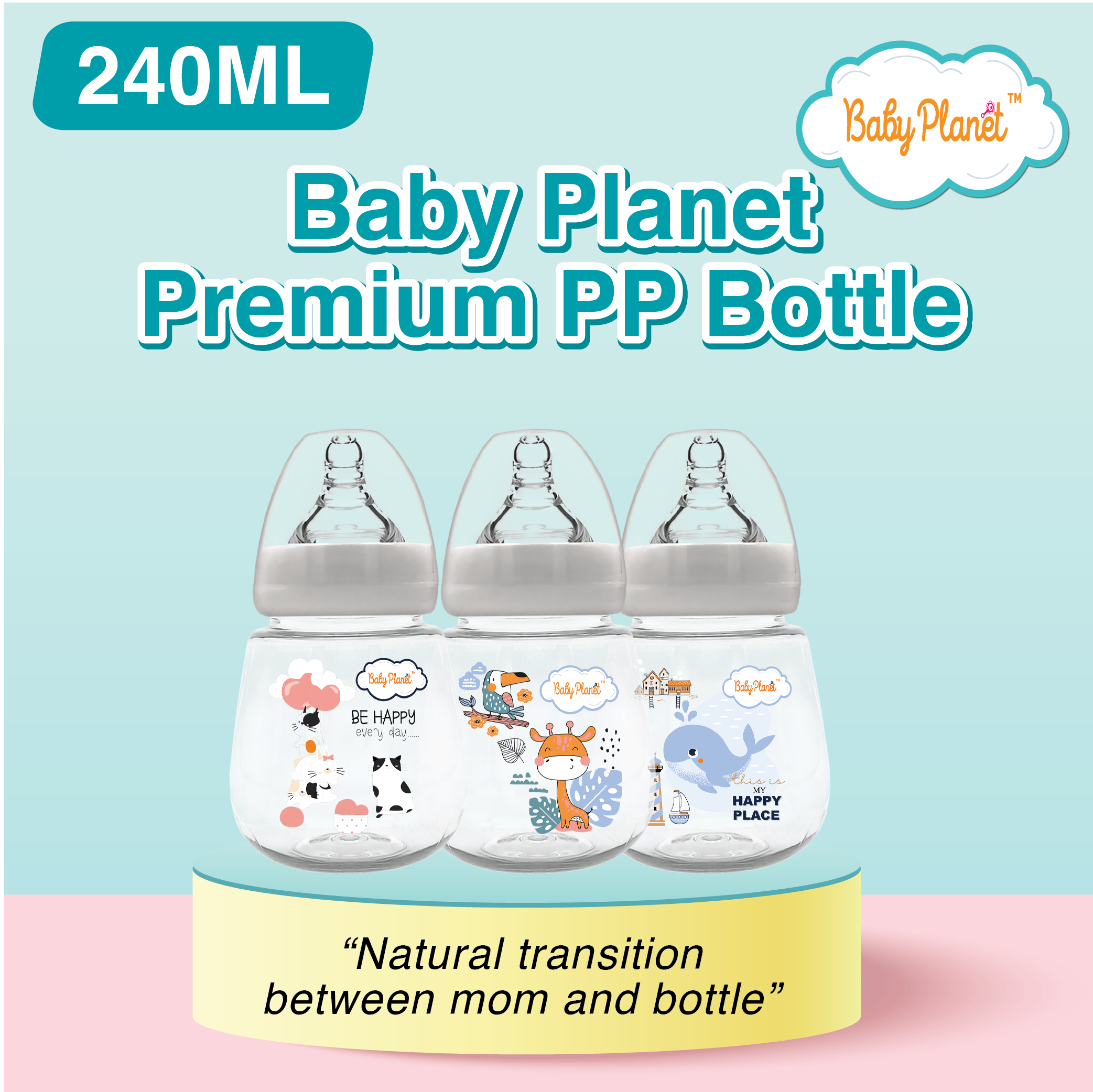 Baby Planet Premium PP Feeding Bottle- 8oz/240ml